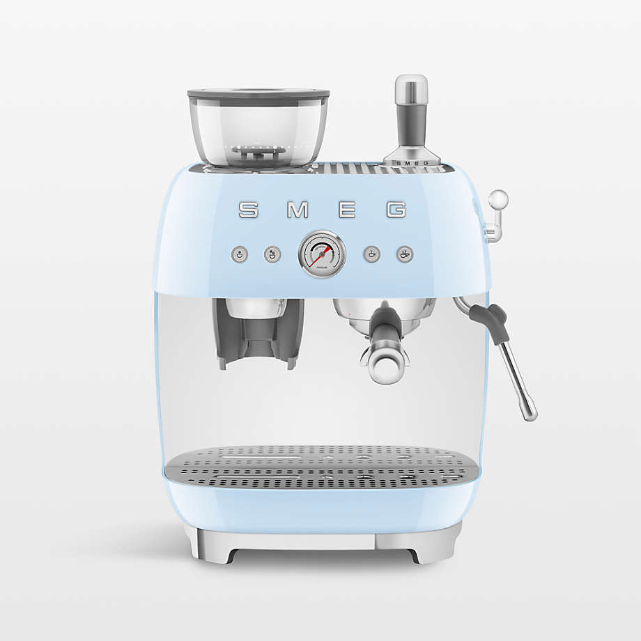 SMEG Pastel Blue Semi-Automatic Coffee and Espresso Machine with Milk ...