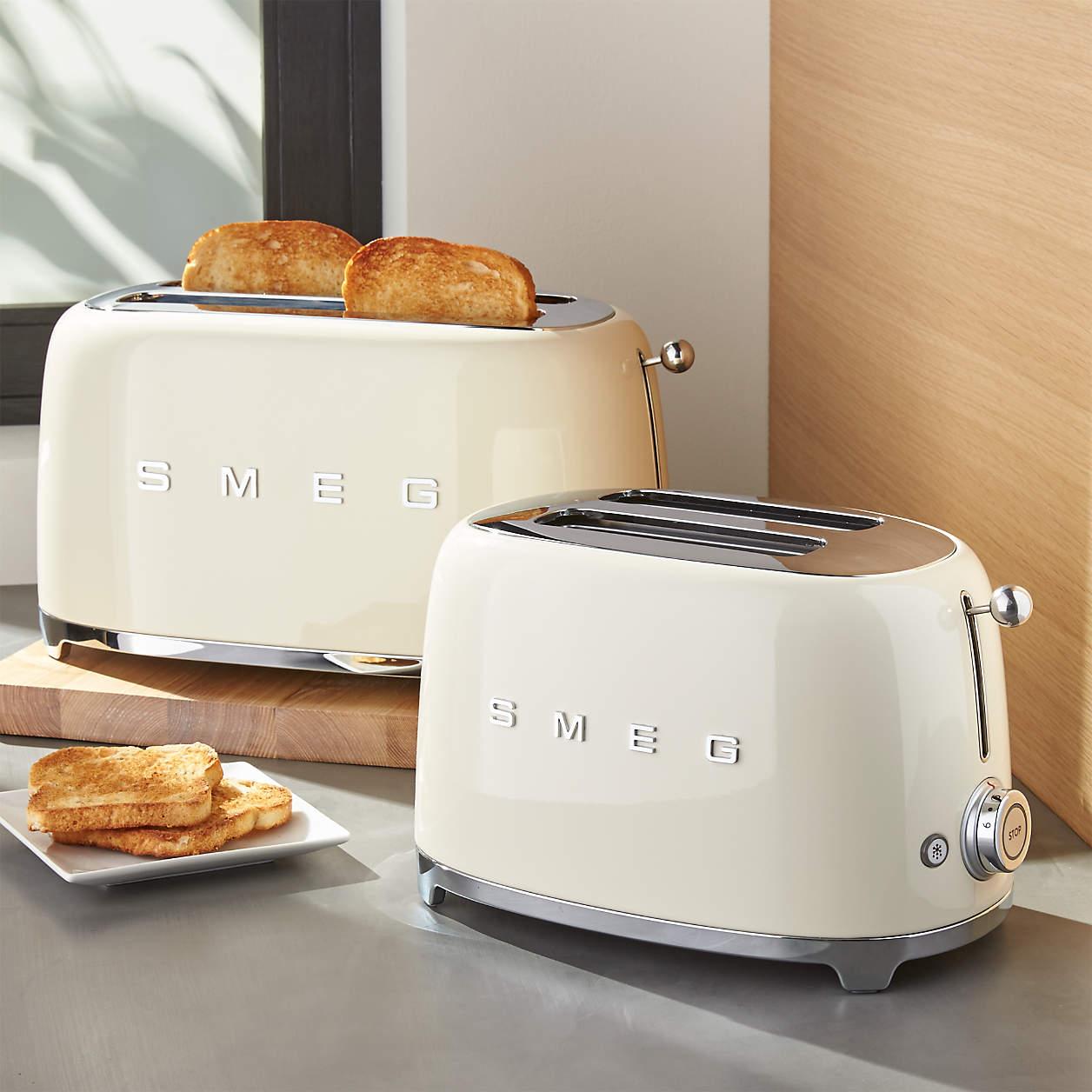 Smeg Cream Retro Toasters | Crate & Barrel