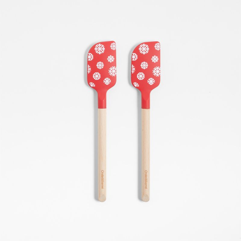 Snowflake Red Silicone Mini Spatulas, Set of 2 | Crate & Barrel