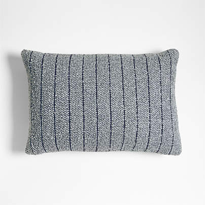 Tonal Textured Stripes 22x15 Blue Indoor/Outdoor Throw Pillow + Reviews ...