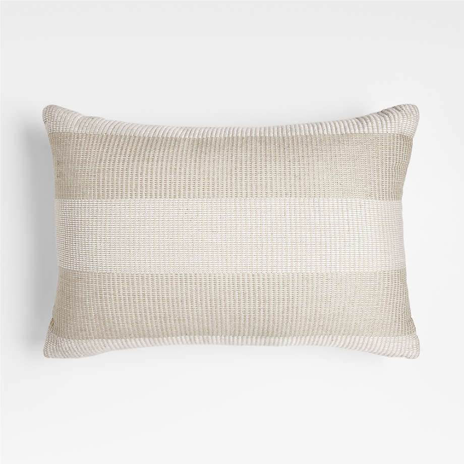 Calm Beige 24"x16" Soft Textured Stripe Indoor/Outdoor Throw Pillow ...
