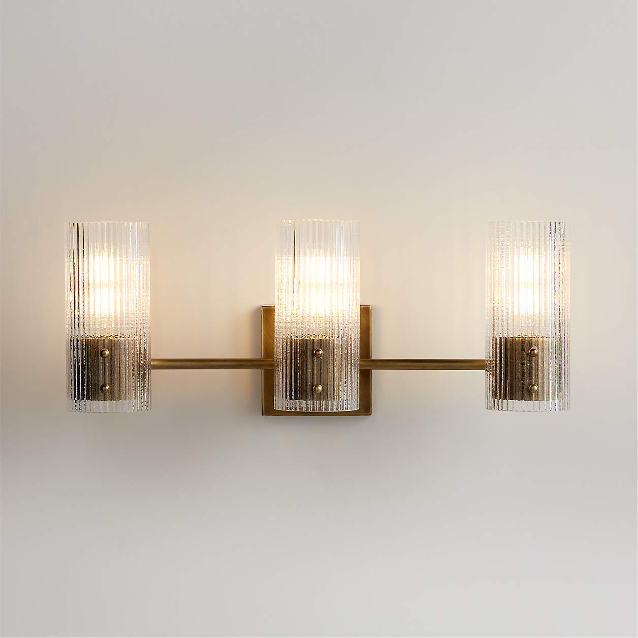 Soleil Fluted Glass 3-Bathroom Vanity Light Wall Sconce + Reviews ...