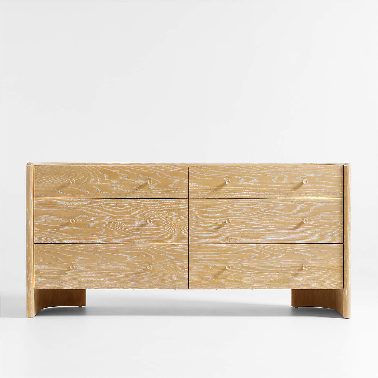 Soleri Cerused Natural Oak Wood 6-Drawer Dresser + Reviews | Crate & Barrel