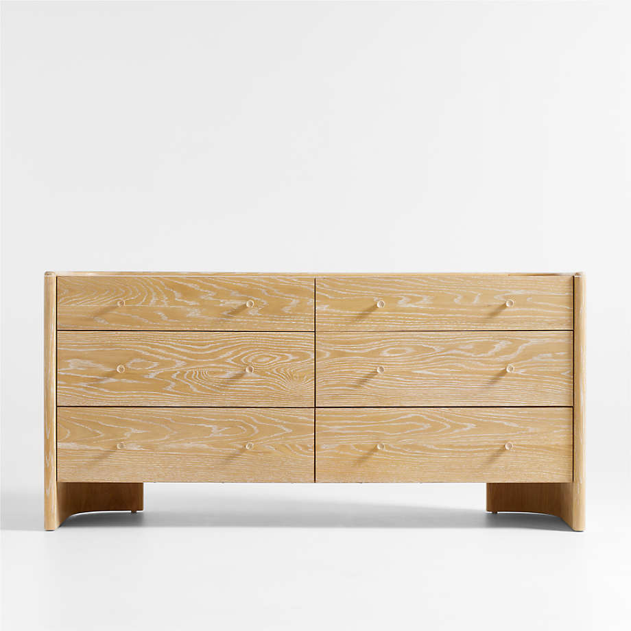 Soleri Cerused Natural Oak Wood 6-Drawer Dresser + Reviews | Crate & Barrel