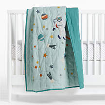 Space Party Organic Cotton Outer Space Baby Crib Quilt | Crate & Kids