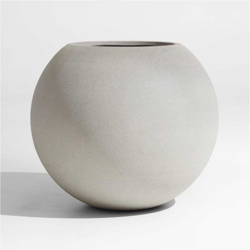 Sphere Large Light Grey Indoor/Outdoor Planter 26" | Crate & Barrel