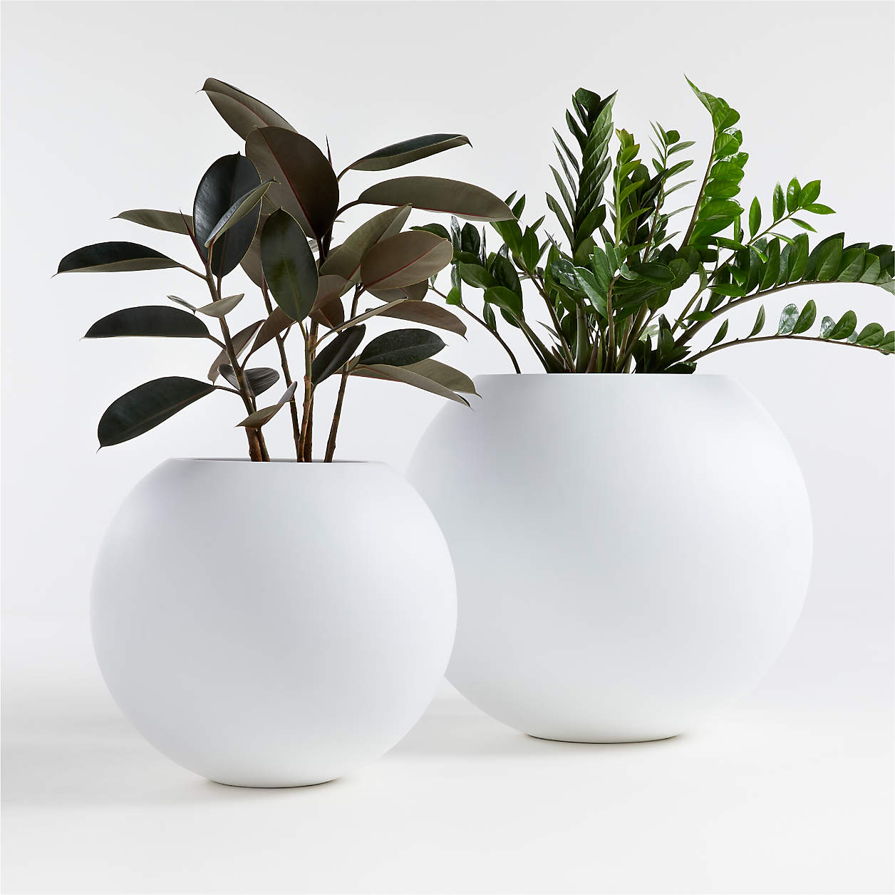 Sphere White Indoor/Outdoor Planters | Crate & Barrel
