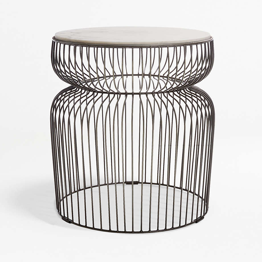 Spoke Marble Graphite Metal End Table + Reviews | Crate & Barrel