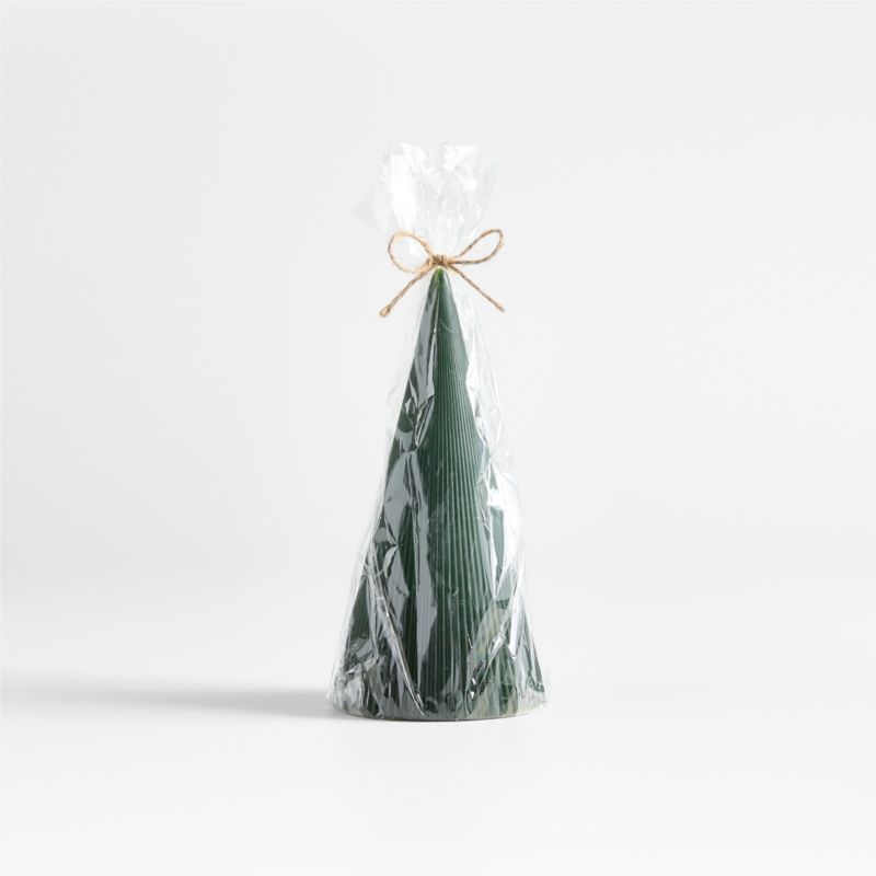 Spruce 8" Ribbed Christmas Tree Candle + Reviews | Crate & Barrel