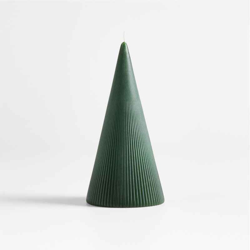 Spruce 8" Ribbed Christmas Tree Candle + Reviews | Crate & Barrel