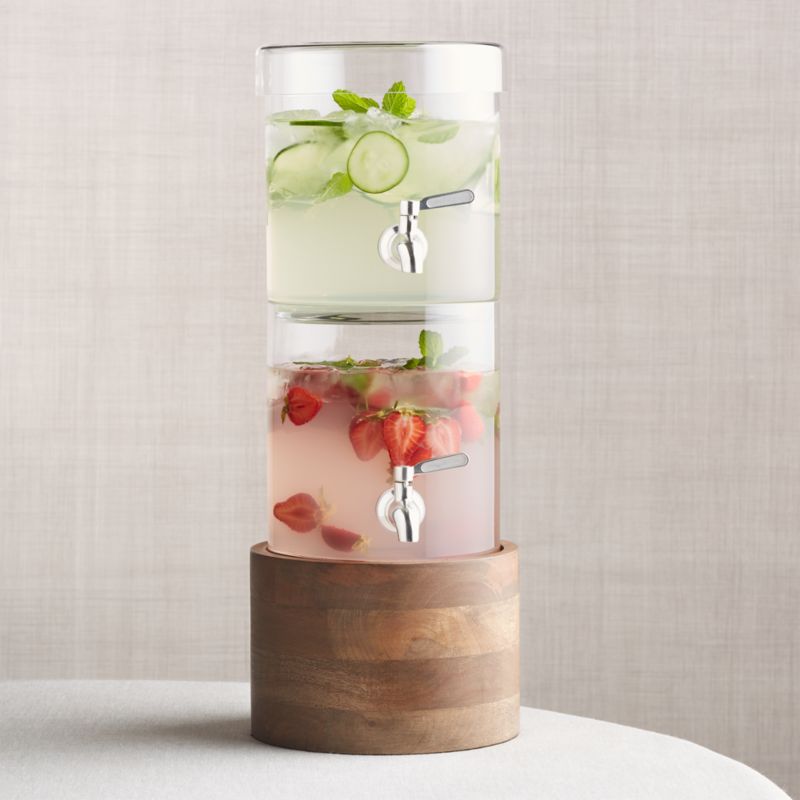 Stacking Drink Dispenser with Brooks Wood Stand | Crate & Barrel