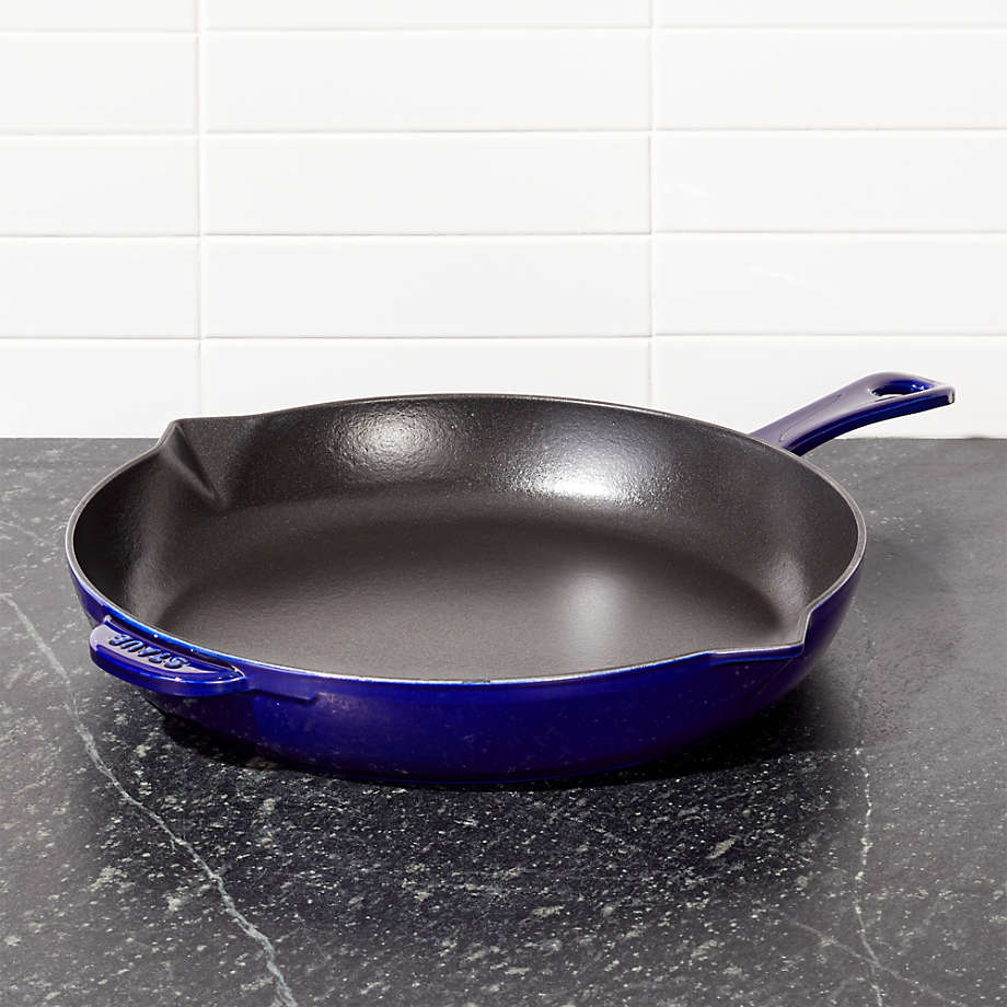Staub Dark Blue 12" Fry Pan + Reviews | Crate & Barrel