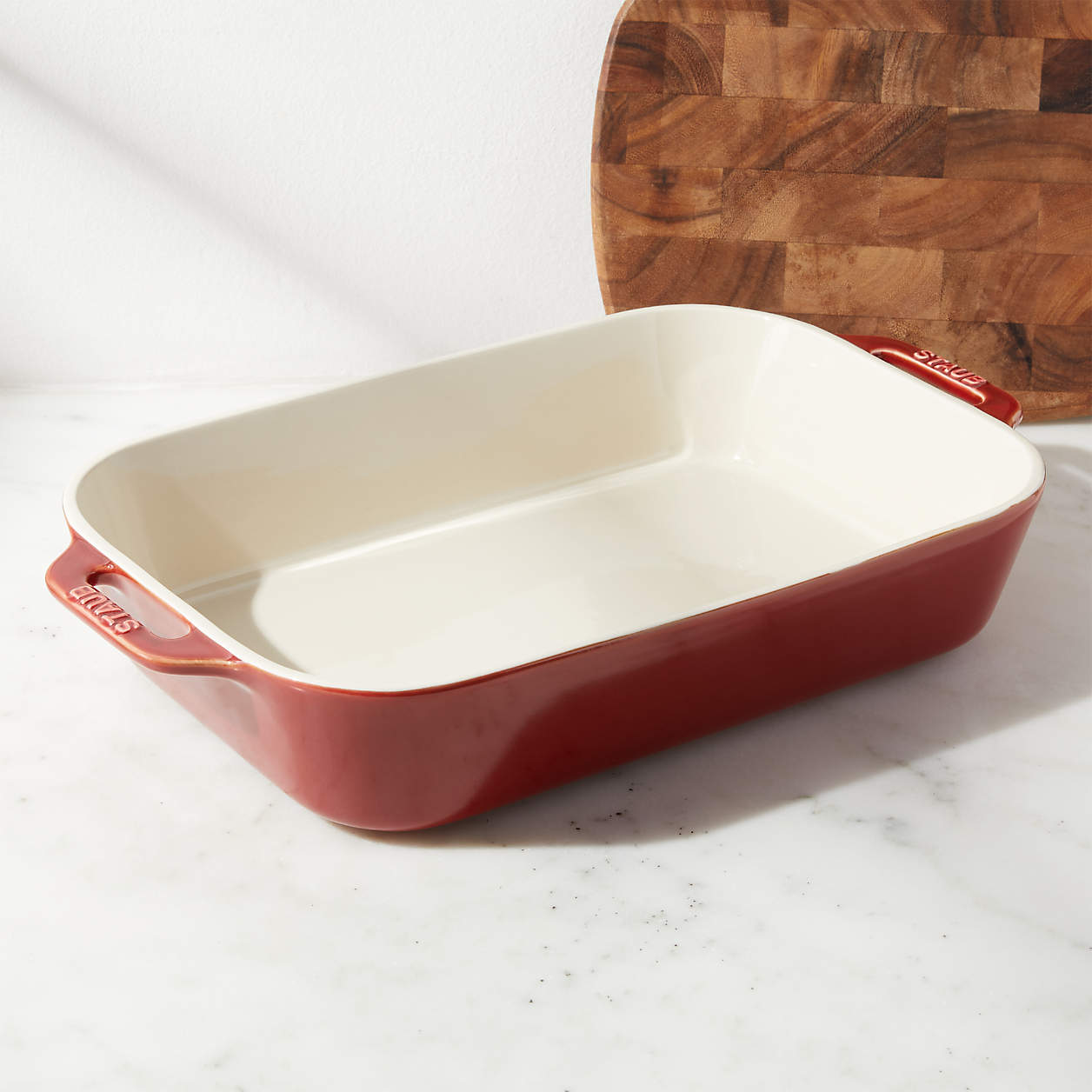 Staub Rustic Red 13" X 9" Rectangular Baker | Crate & Barrel