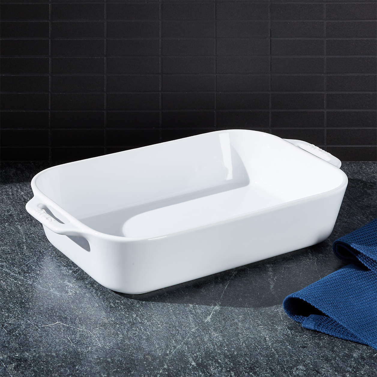 Staub White 13" X 9" Rectangular Baker + Reviews | Crate & Barrel