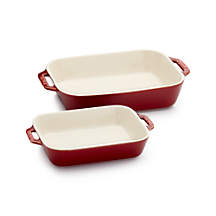 Staub Rustic Red 2-Piece Rectangular Baker Set + Reviews | Crate & Barrel