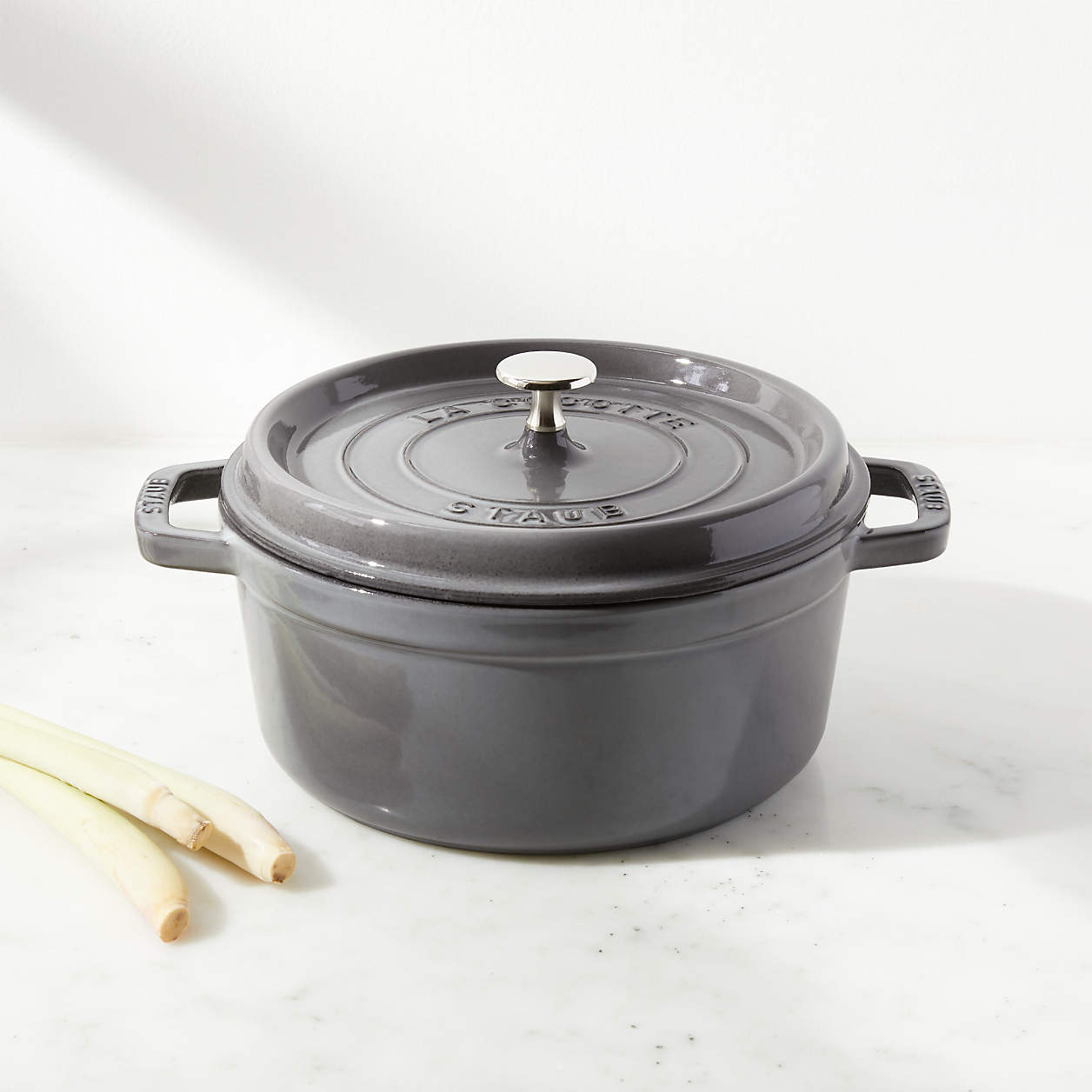 Staub 4-Qt Graphite Round Cocotte | Crate & Barrel