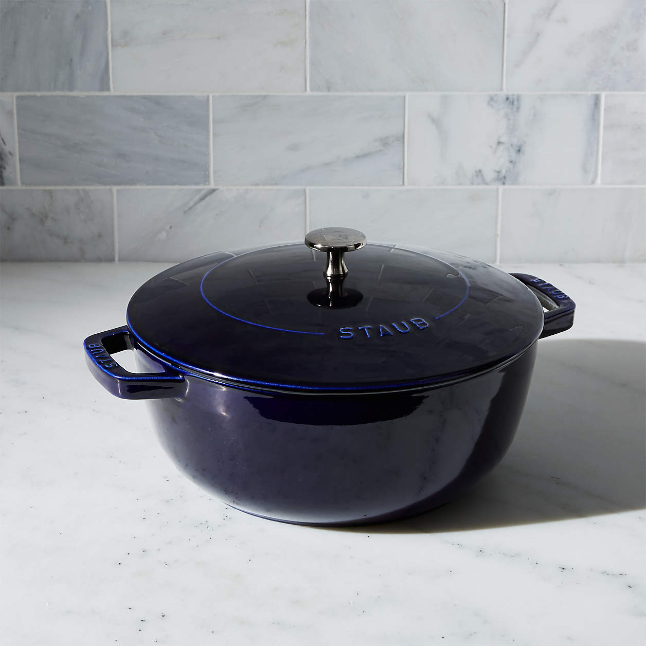 Staub 3.75-Qt. Dark Blue Essential French Oven + Reviews | Crate & Barrel