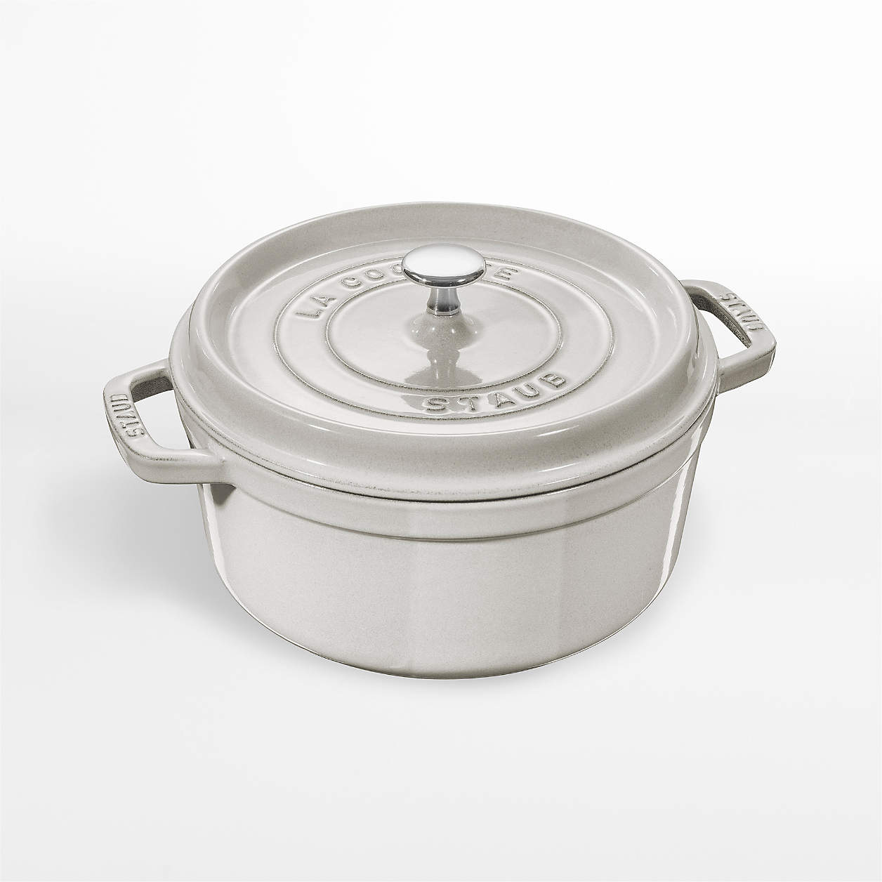 Staub 5.5-Qt. White Truffle Round Cocotte + Reviews | Crate & Barrel