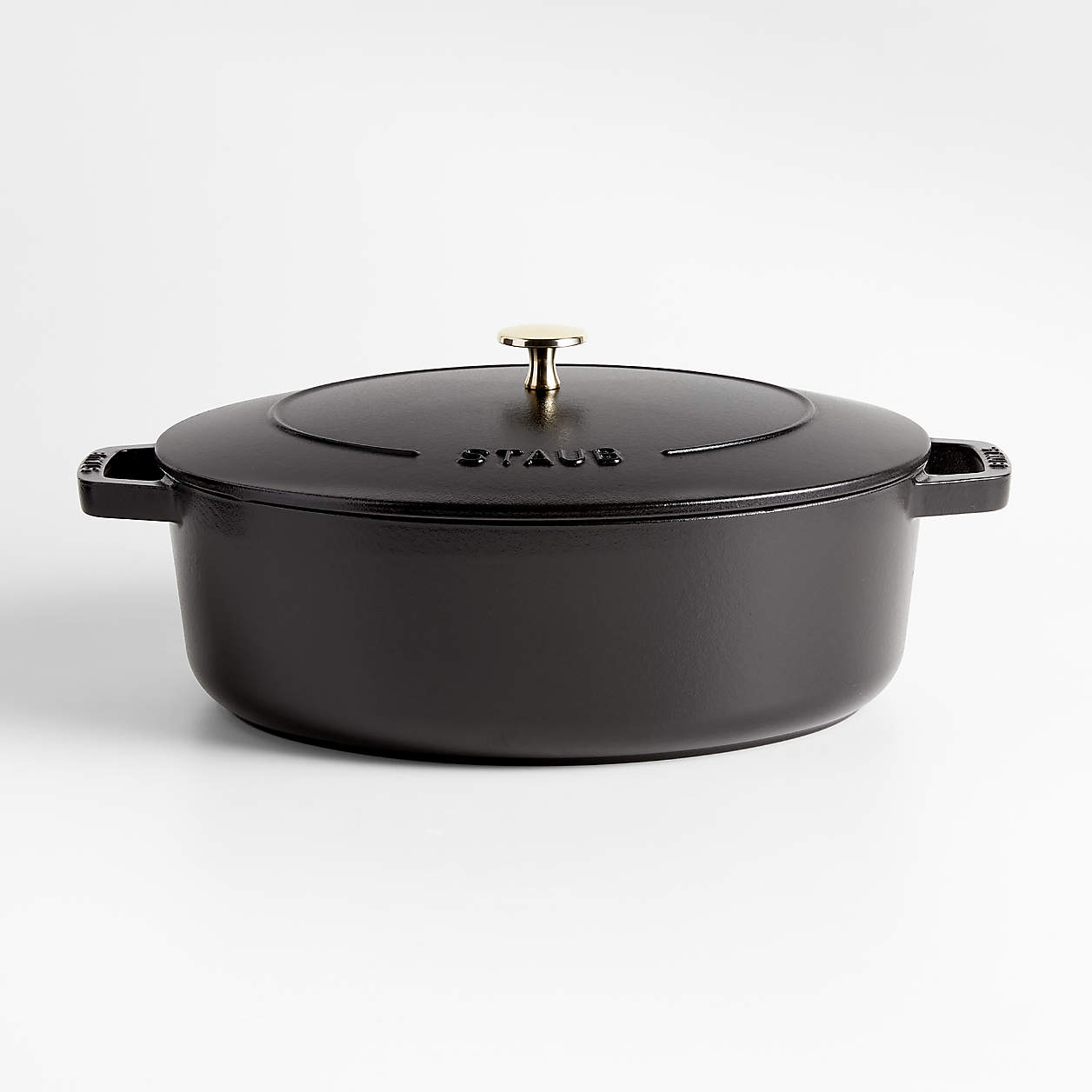 Staub 6.25-Qt. Matte Black Enameled Cast Iron Shallow Oval Dutch Oven ...