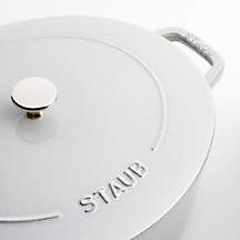 Staub 6.25-Qt. White Truffle Enameled Cast Iron Shallow Oval Dutch Oven ...