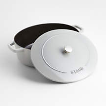 Staub 6.25-Qt. White Truffle Enameled Cast Iron Shallow Oval Dutch Oven ...