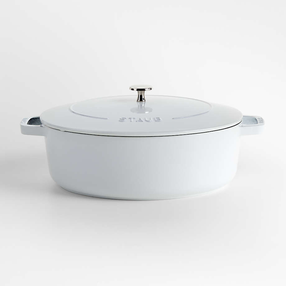 Staub 6.25-Qt. White Enameled Cast Iron Shallow Oval Dutch Oven ...