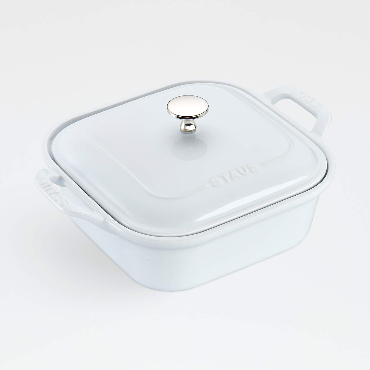 Staub 9" White Square Covered Baking Dish + Reviews | Crate & Barrel