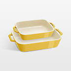 Staub Citron Rectangular Bakers, Set of 2 + Reviews | Crate & Barrel