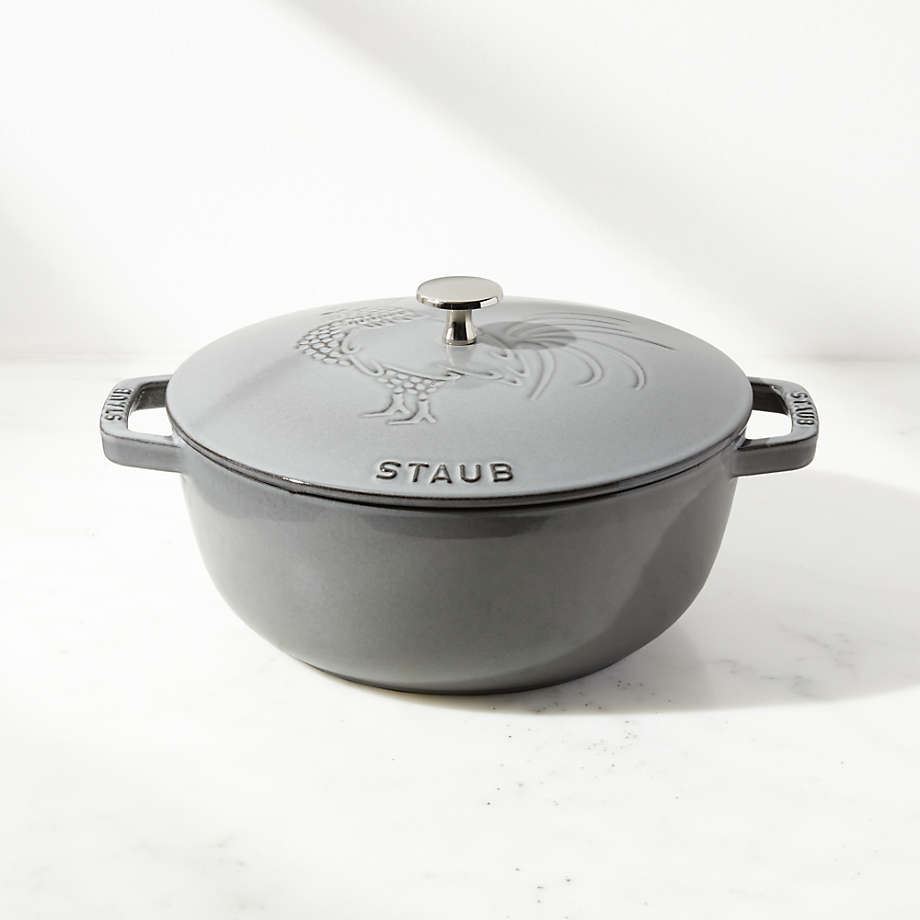 Staub Essential Graphite 3.75-Qt. Round French Oven with Rooster Lid ...