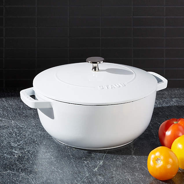 Staub White 4-Qt. Round Cocotte + Reviews | Crate & Barrel