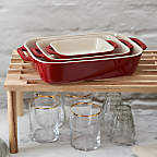 Staub Cherry Rectangular Bakers, Set of 3 + Reviews | Crate & Barrel