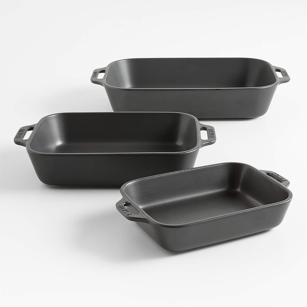 Staub Black Rectangular Baking Dishes, Set of 3 + Reviews | Crate & Barrel