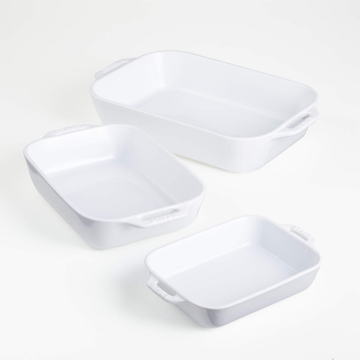 Staub White Rectangular Baking Dishes, Set of 3 + Reviews | Crate & Barrel