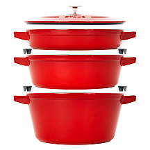 Staub Cherry Red 4-Piece Stackable Cookware Set + Reviews | Crate & Barrel