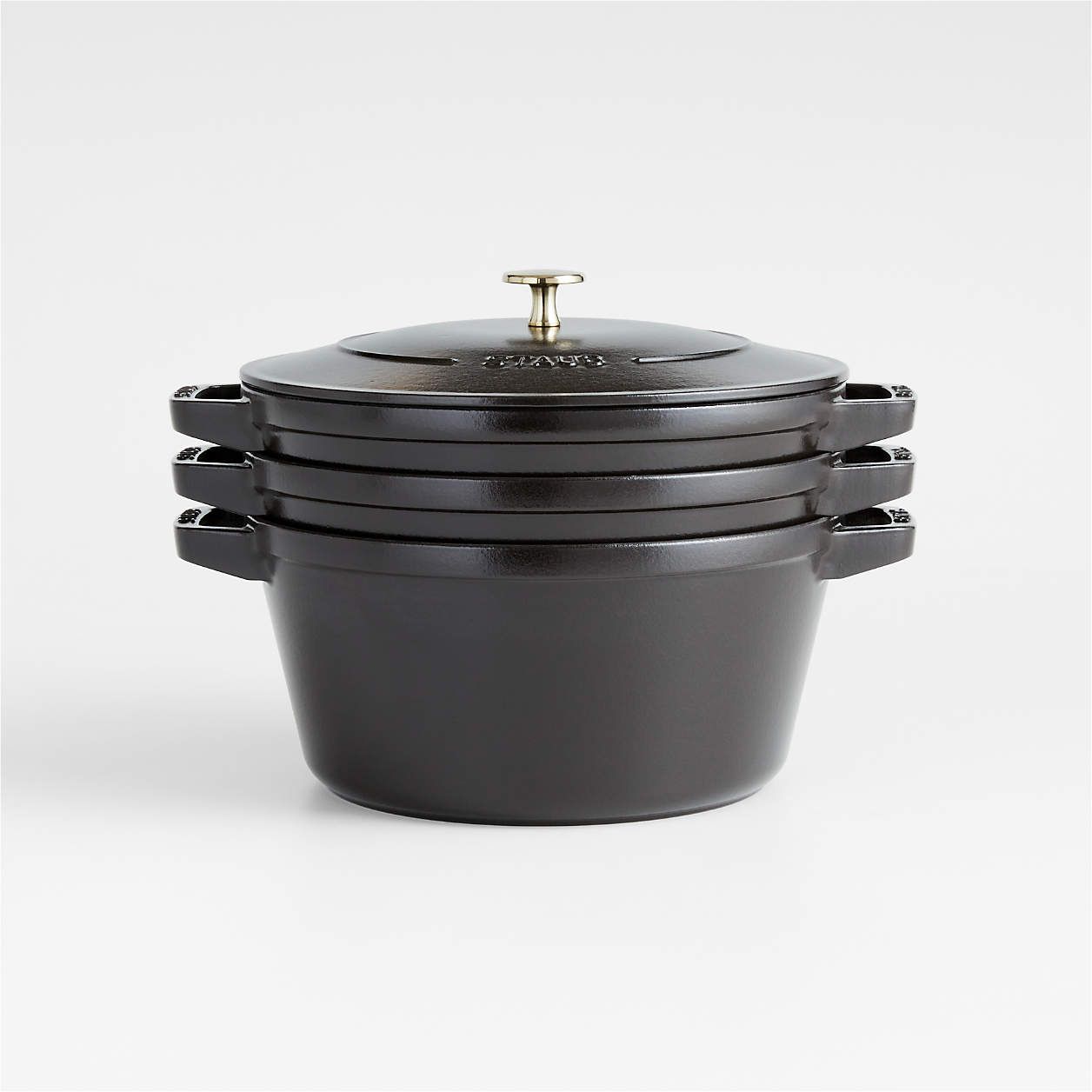 Staub Matte Black 4-Piece Stackable Cookware Set + Reviews | Crate & Barrel