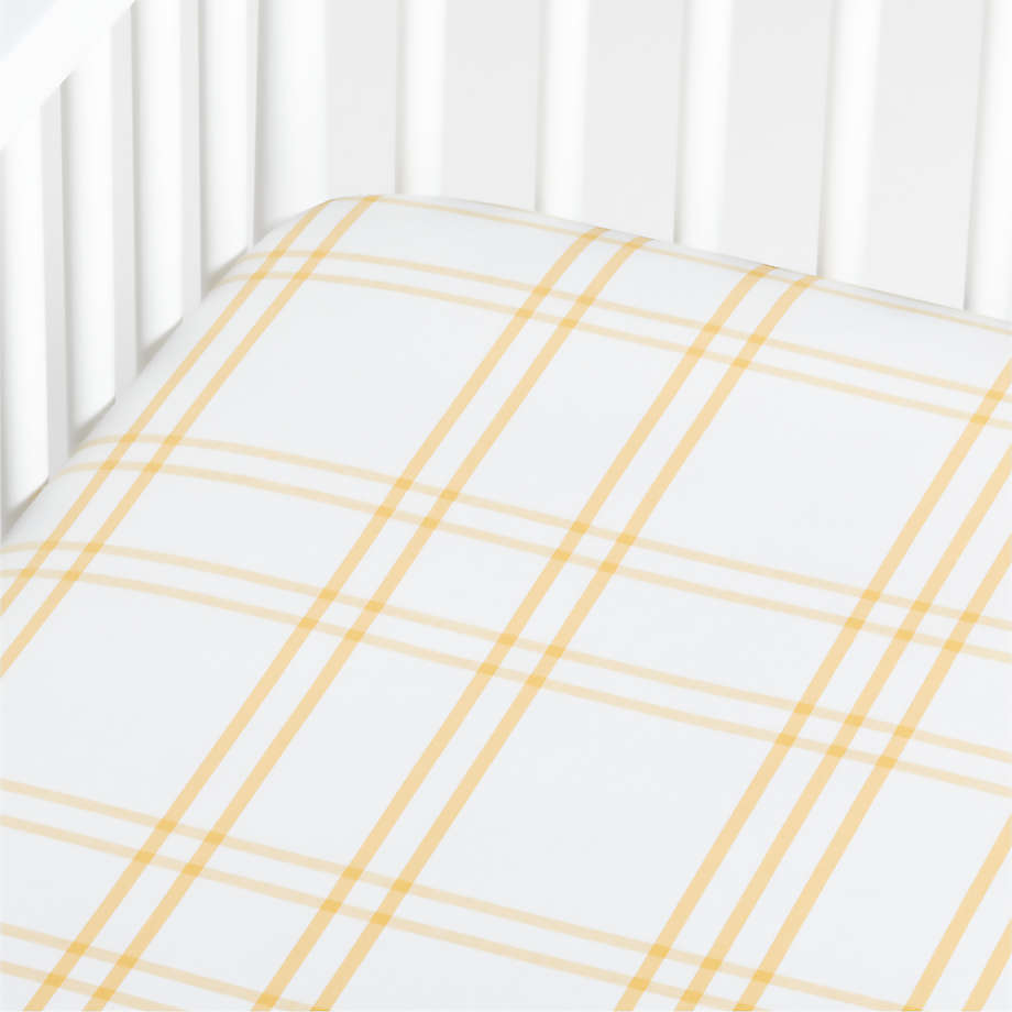 Stax Modern Organic Cotton Yellow Baby Crib Fitted Sheet | Crate & Kids