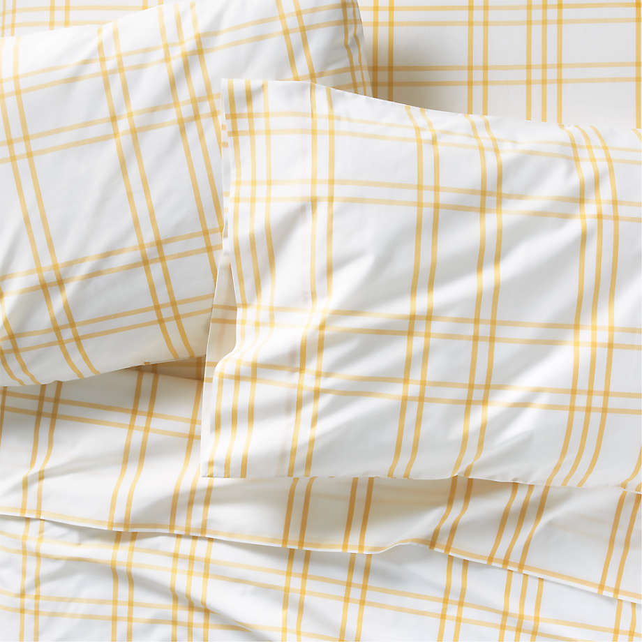 Stax Modern Organic Brushed Cotton Full Yellow Kids Sheet Set | Crate ...