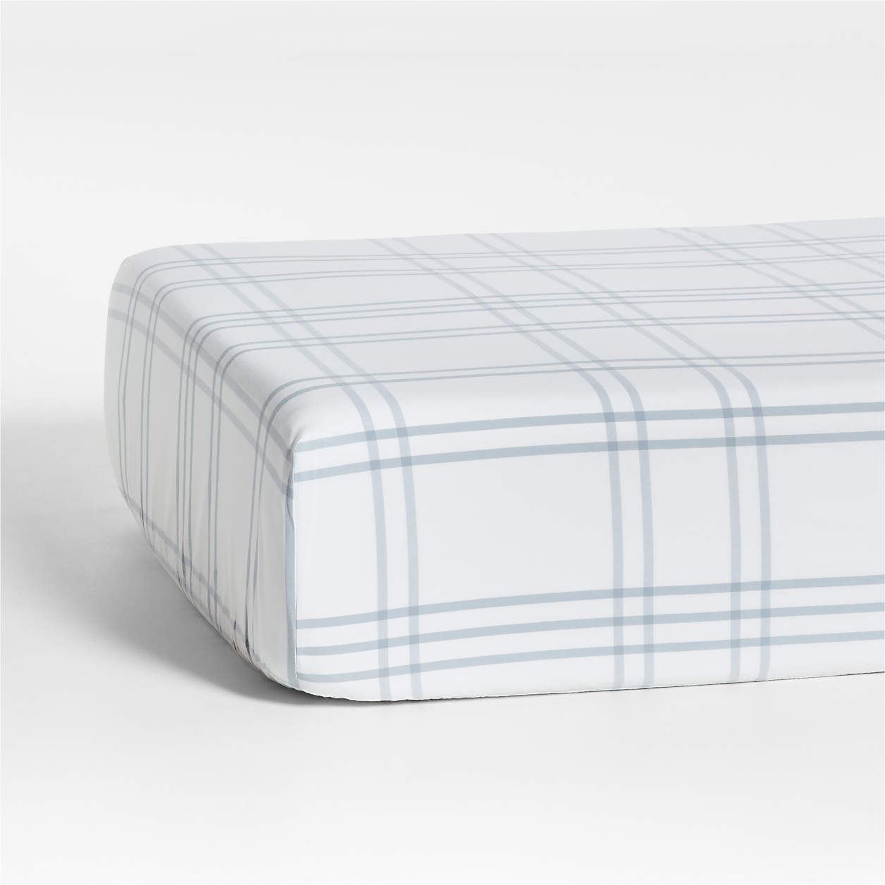 Stax Mist Blue Yarn-Dyed Organic Cotton Baby Crib Fitted Sheet ...