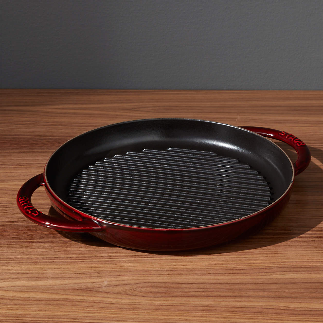 Staub Grenadine Red Round Pure Grill + Reviews | Crate & Barrel
