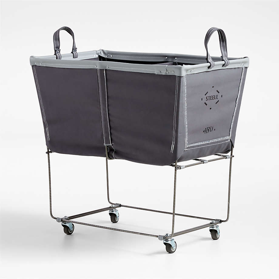 Steele Briquette Gray 4-Bushel Divided Sorter Rolling Laundry Hamper ...