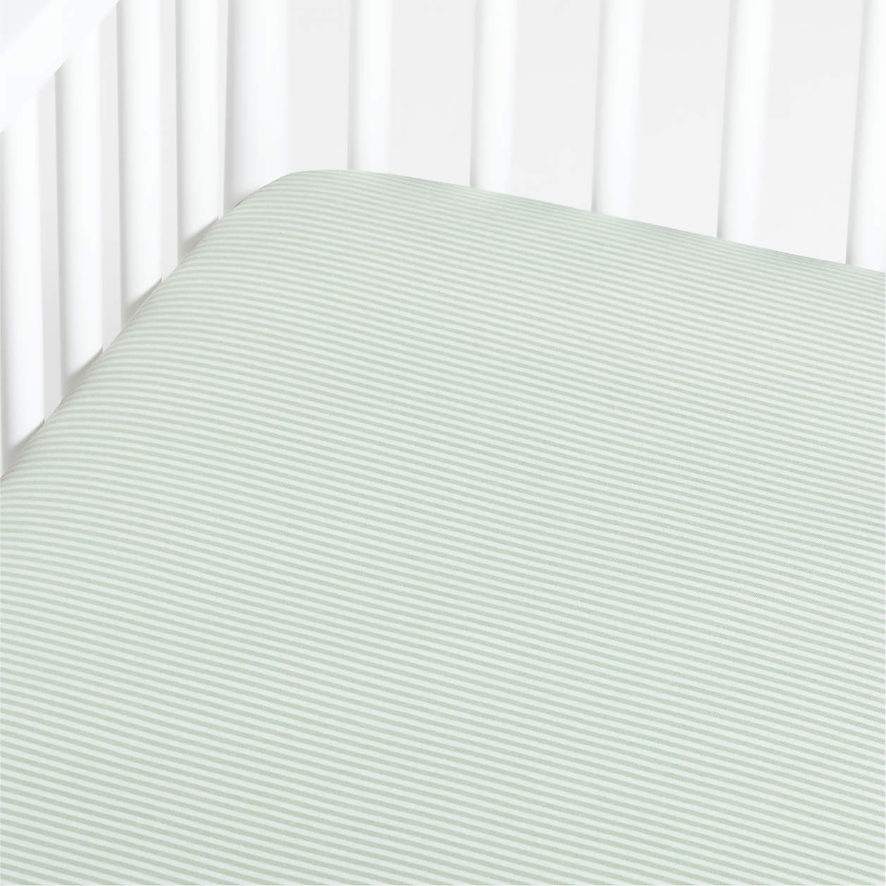 Green Stripe Organic Cotton Heathered Jersey Baby Crib Fitted Sheet ...