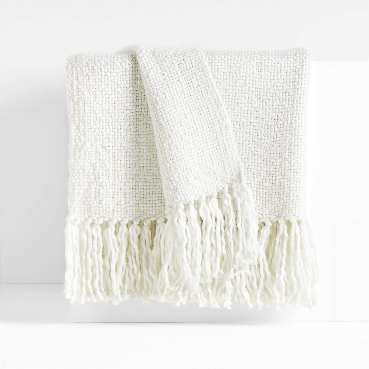 Styles 70"x55" Ivory Throw Blanket + Reviews | Crate & Barrel