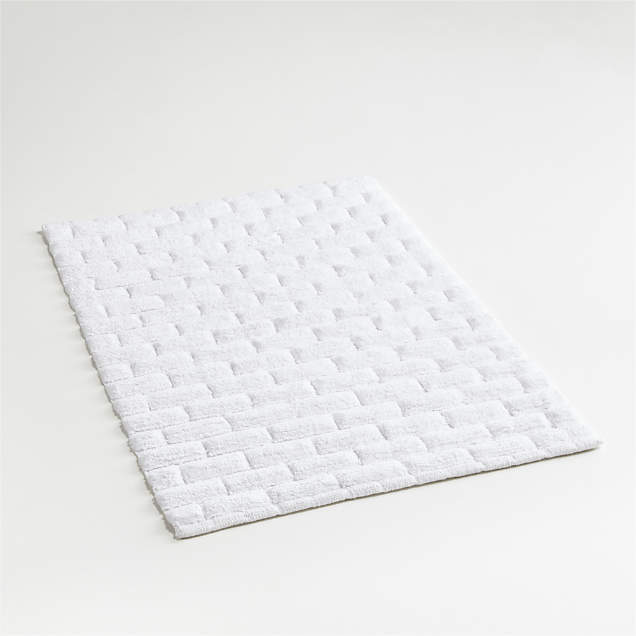Raffee White Fluffy Cotton Bath Mat + Reviews | Crate & Barrel