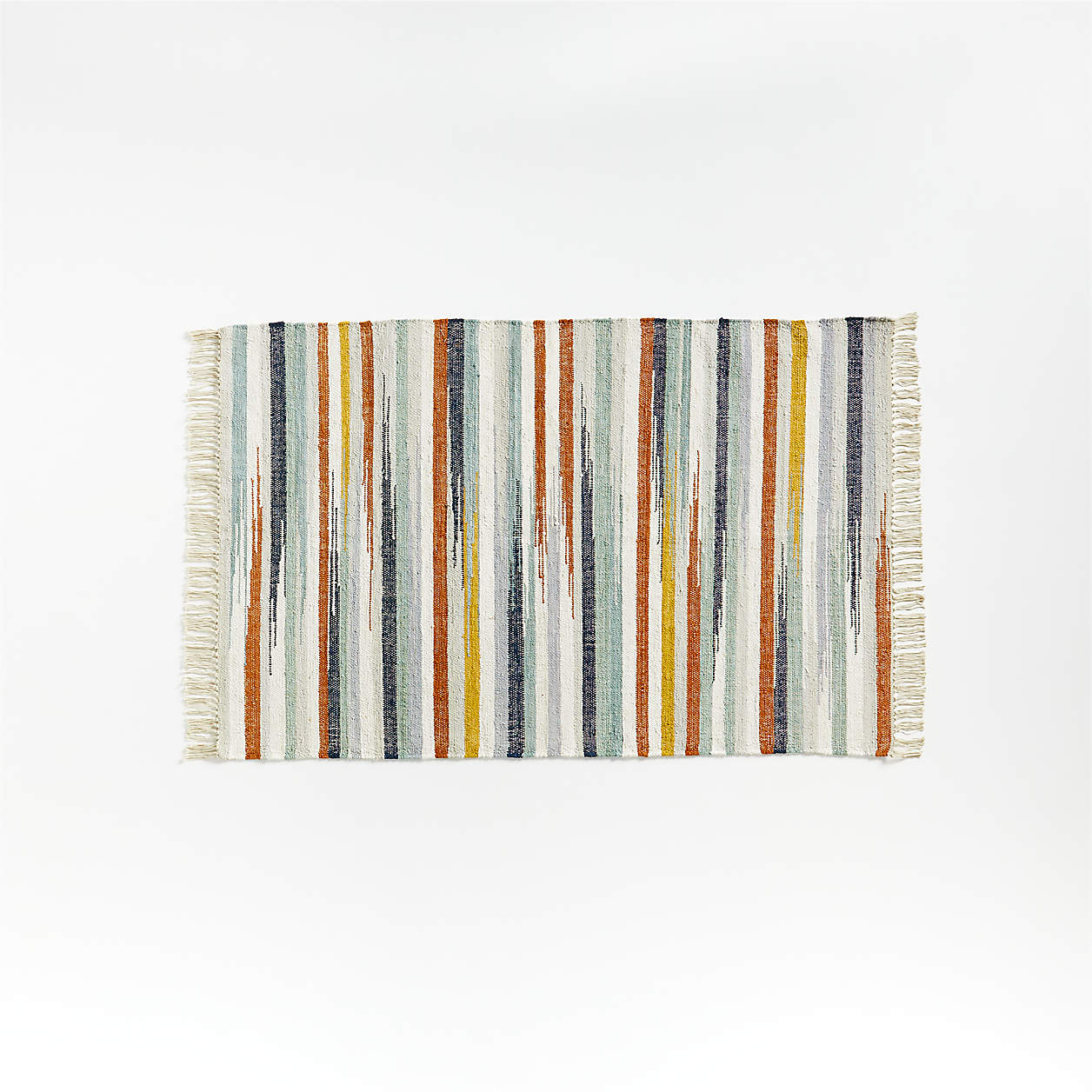 Sumer Flat Weave Cotton Kilim Blue Striped Rug 4x6 by John Robshaw ...