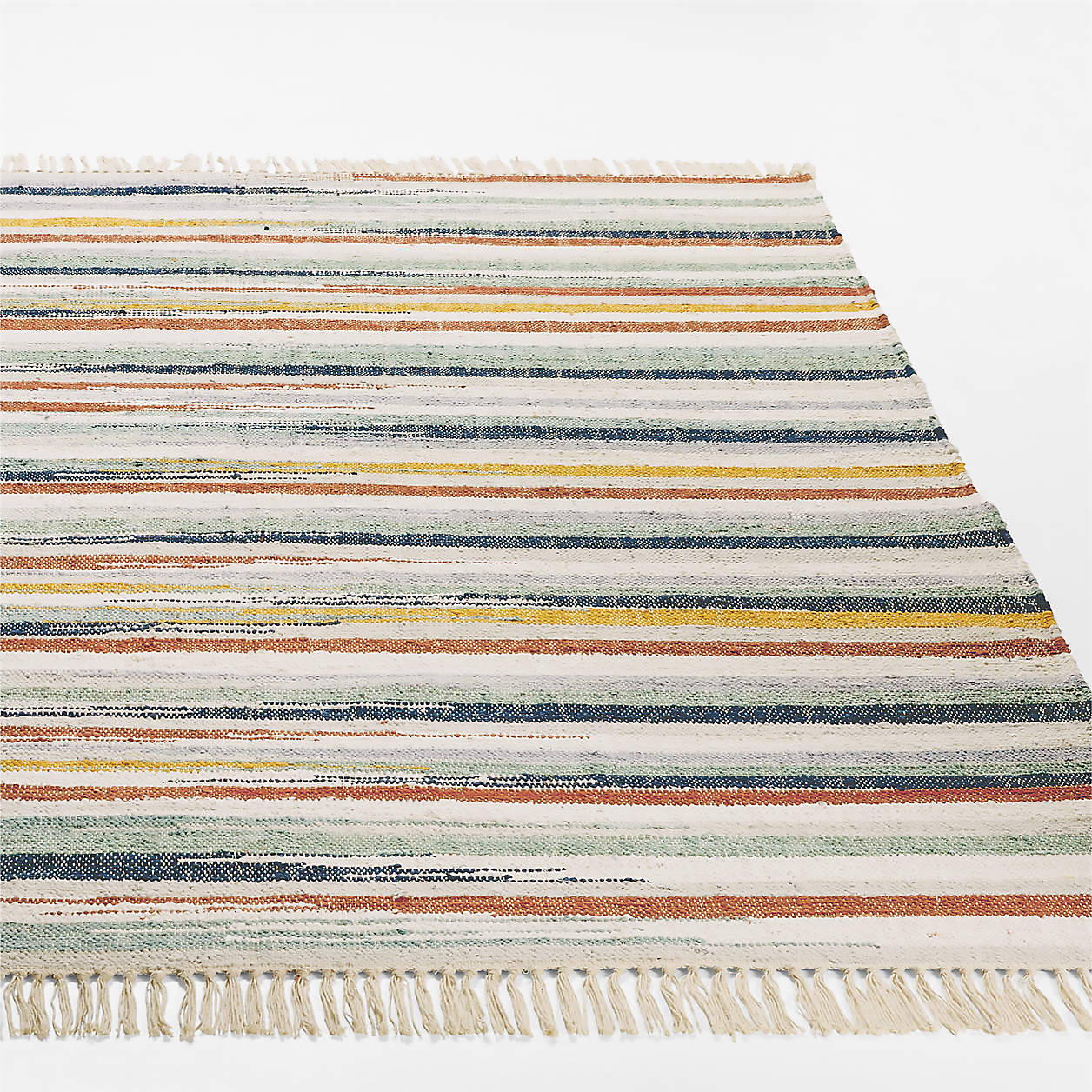 Sumer Flat Weave Cotton Kilim Blue Striped Rug by John Robshaw | Crate ...
