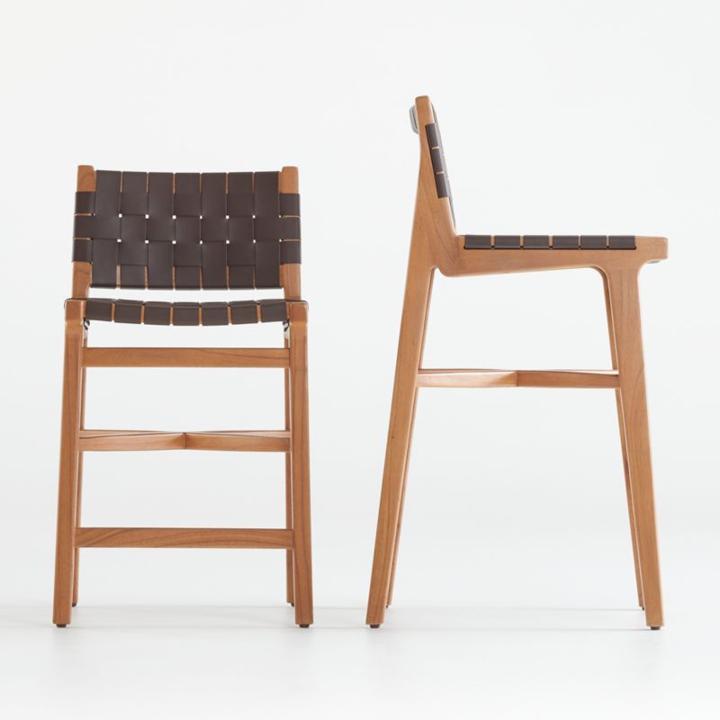 Taj Leather Strap Counter Stool + Reviews | Crate & Barrel
