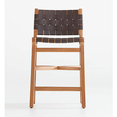 Sasha Upholstered Neutral Bar Stools | Crate & Barrel