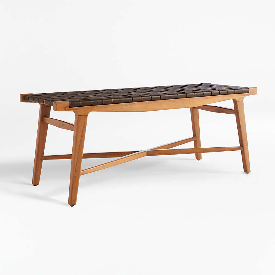 Taj Leather Strap Bench + Reviews | Crate & Barrel