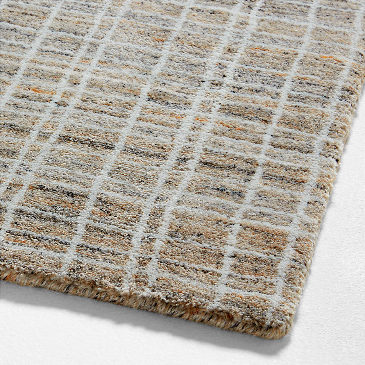 Talence Checkered Sand Beige Rug Swatch 12"x18" | Crate & Barrel