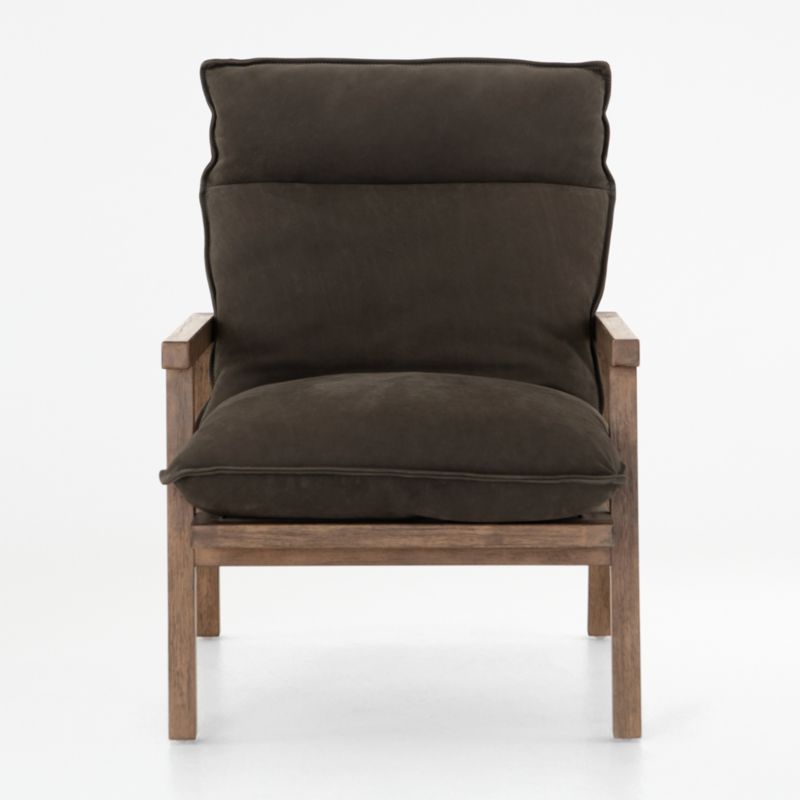 Tanner Nubuck Charcoal Leather Chair | Crate & Barrel